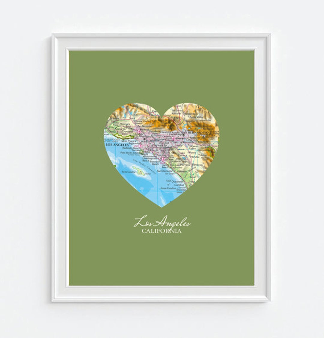 Los Angeles California Heart Vintage Map Art Print - Etsy