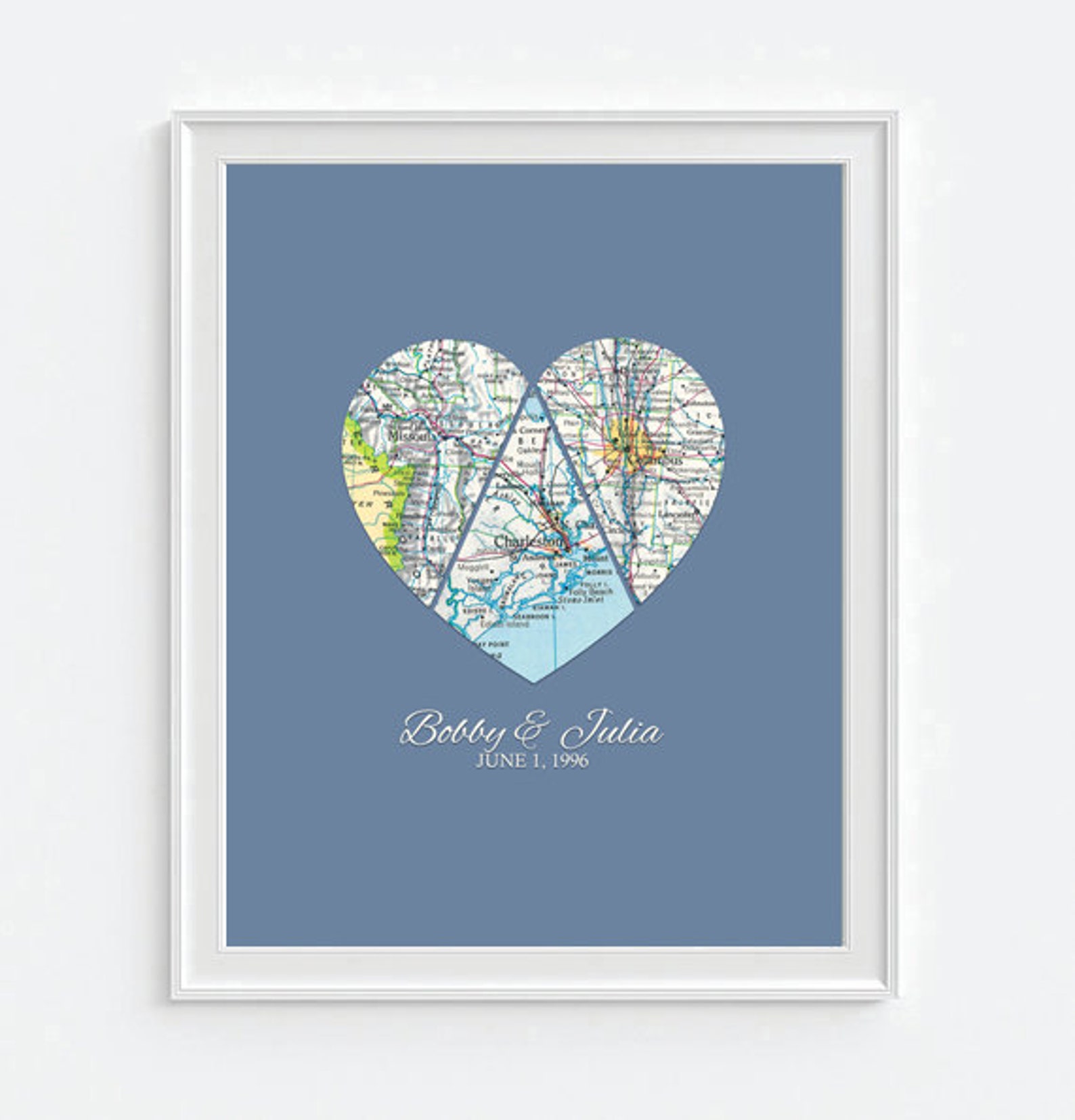Custom Wedding Couple 3 Maps Split Heart DIGITAL DOWNLOAD You - Etsy