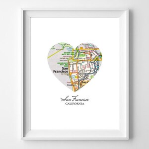 San Francisco California Heart Map DIGITAL DOWNLOAD for You 2 Print ...