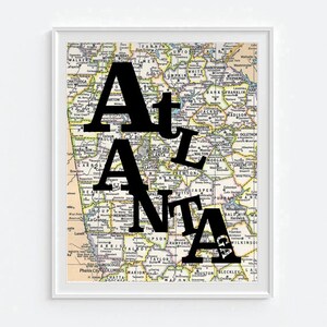 Atlanta Georgia Typography Map DIGITAL DOWNLOAD for You 2 Print City ...