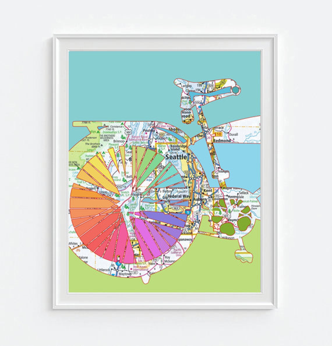 Seattle Washington Vintage Bicycle Map DIGITAL DOWNLOAD for - Etsy