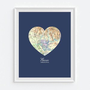 Phoenix Arizona Heart Vintage Map ART PRINT, Phoenix Print, Phoenix Art ...