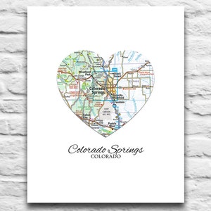 Colorado Springs Heart Map Art Print, Retro Style - Etsy