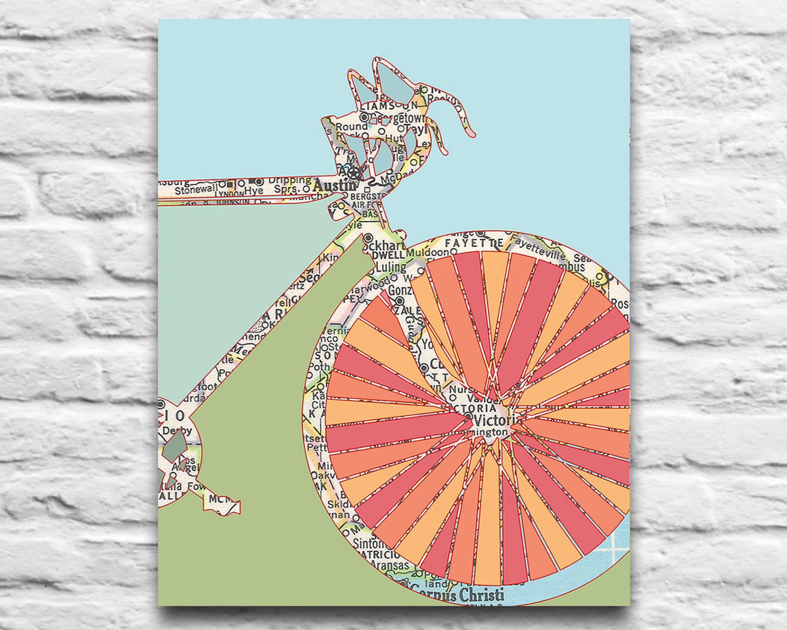 Austin Texas Vintage Bicycle Map DIGITAL DOWNLOAD for You 2 | Etsy