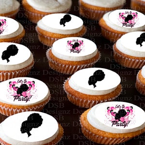 Afro Puff Edible Topper, Let’s Go Party Edible Cake Topper, Edible ...