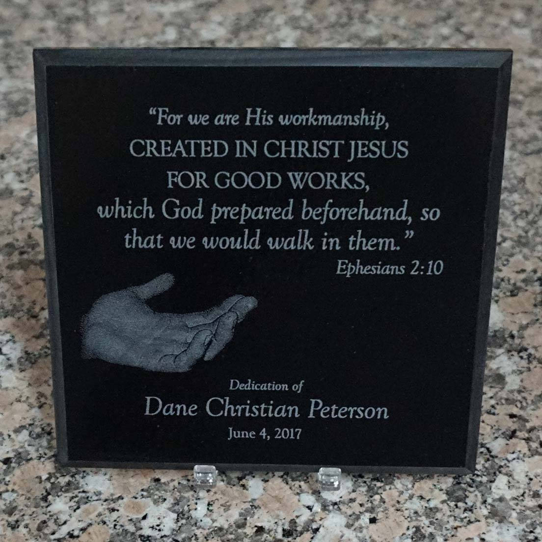 Custom Baptism Plaque With Bible Verse Black Marble Plaque | Etsy