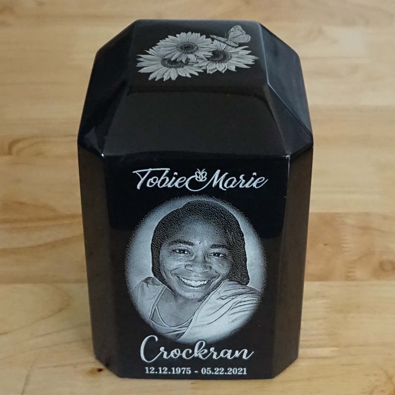 Medium Tall Cremation Urn, Laser Engraved Urn, Custom Photo Urn, Medium ...