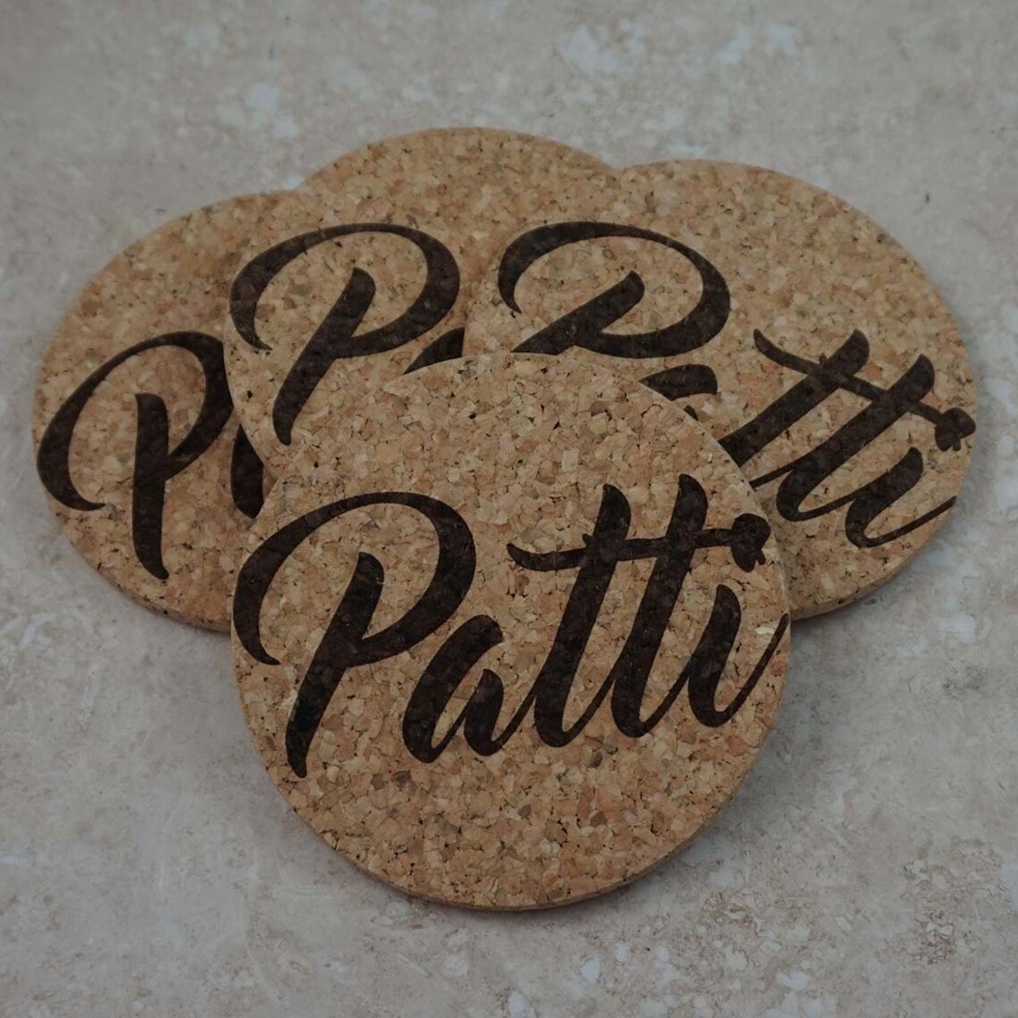 Name Coasters First Name on a Coaster Cork Coaster Set - Etsy