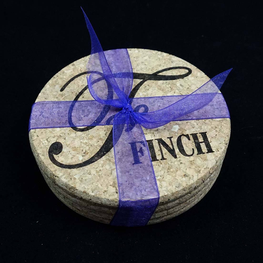 Initial Coasters Initial With Last Name Cork Coaster Set - Etsy