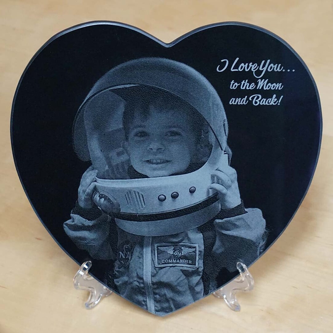 Laser Engraved Heart Photo Heart Custom Engraved Black - Etsy