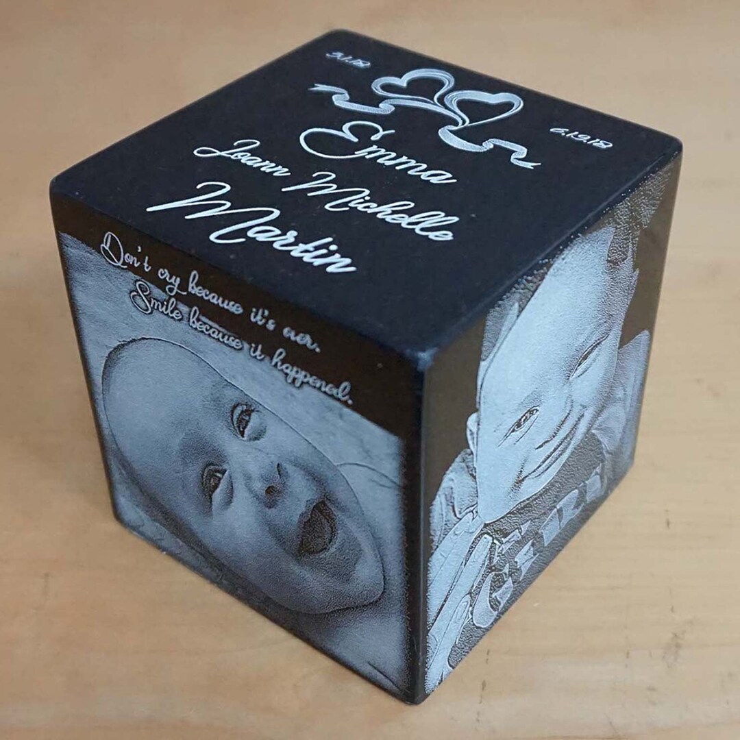 Infant Cremation Urn, Laser Engraved Urn, Custom Photo Urn, Cube ...