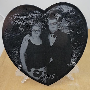 Laser Engraved Heart Photo Heart Custom Engraved Black - Etsy