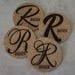 Initial Coasters ~ Initial With Last Name ~ Cork Coaster Set ~ Laser ...