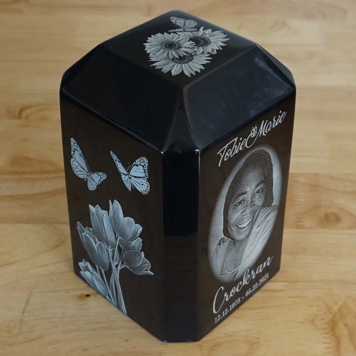 Medium Tall Cremation Urn Laser Engraved Urn Custom Photo - Etsy
