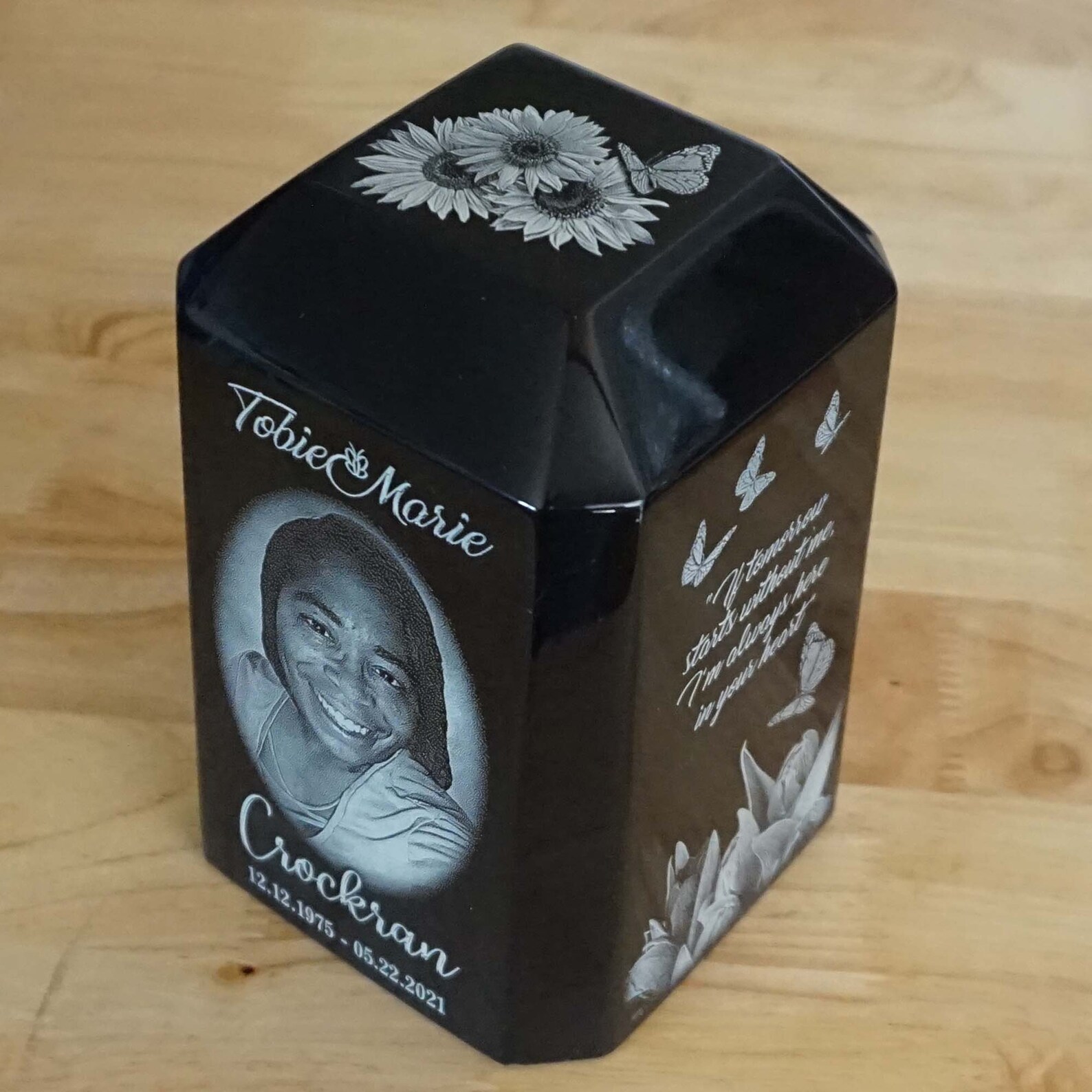 Medium Tall Cremation Urn Laser Engraved Urn Custom Photo - Etsy