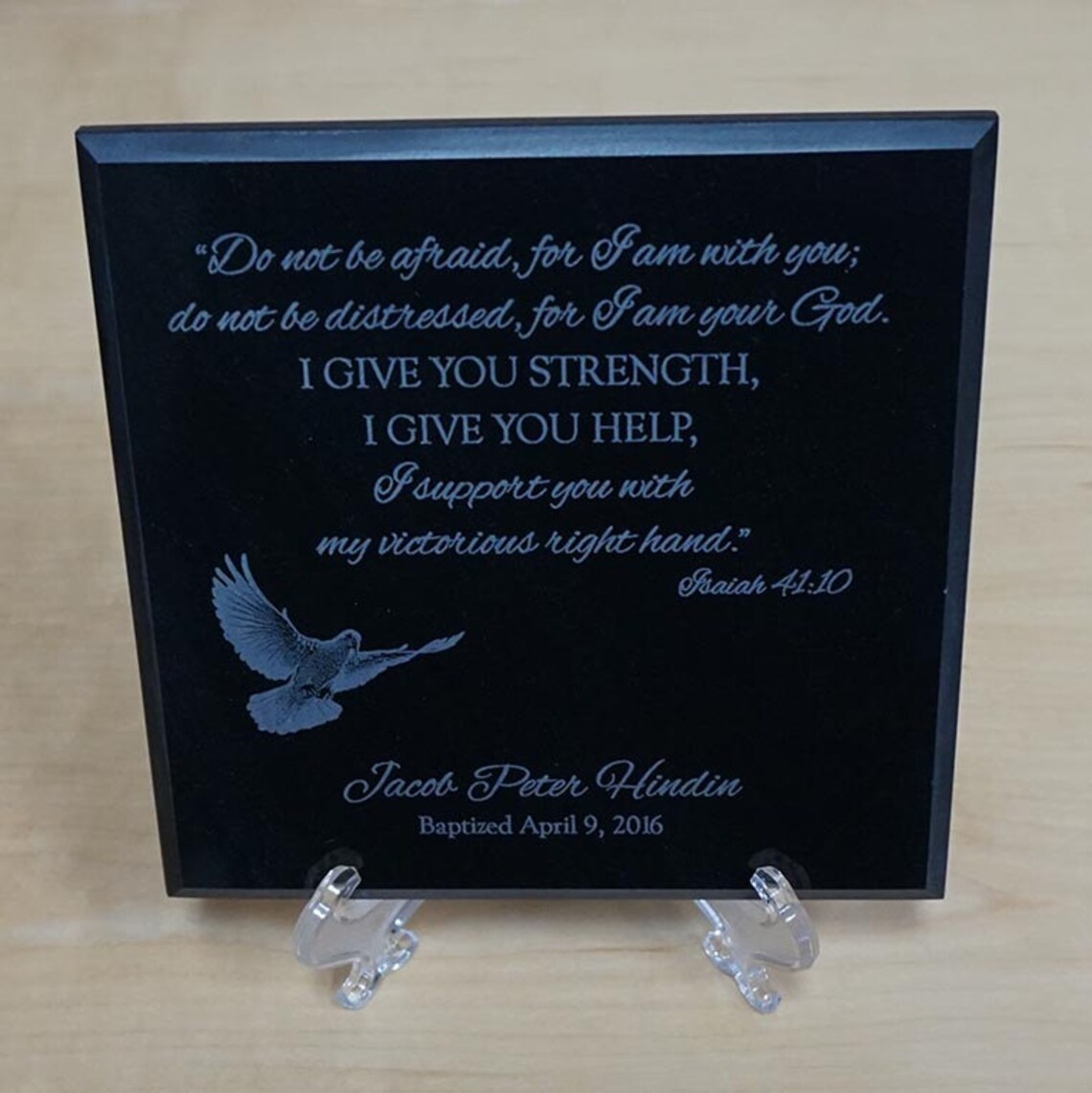 Custom Baptism Plaque With Bible Verse Black Marble Plaque - Etsy