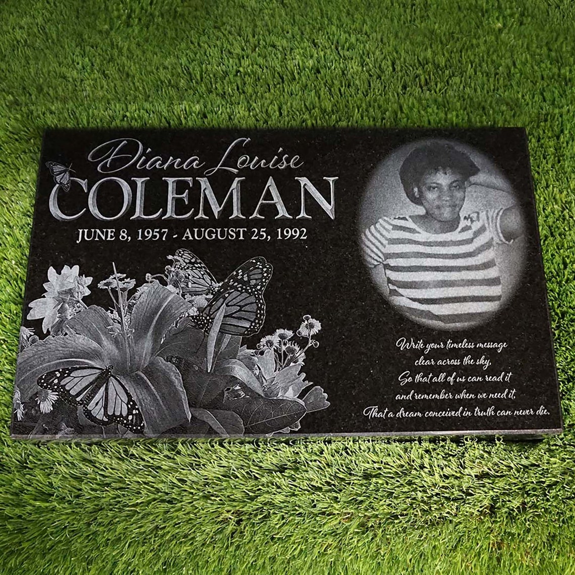 Laser Engraved Marker, Granite Memorial Marker, Custom Memorial, Flat ...