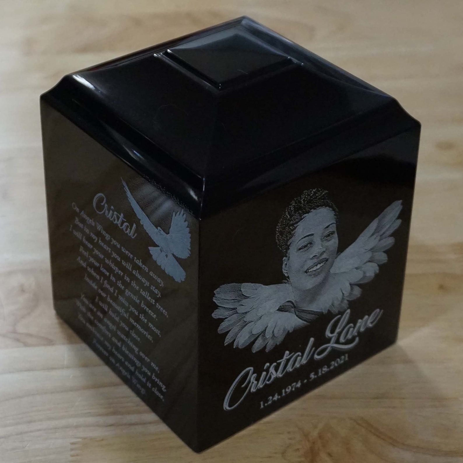 Medium Sized Cremation Urn Laser Engraved Urn Custom Photo - Etsy