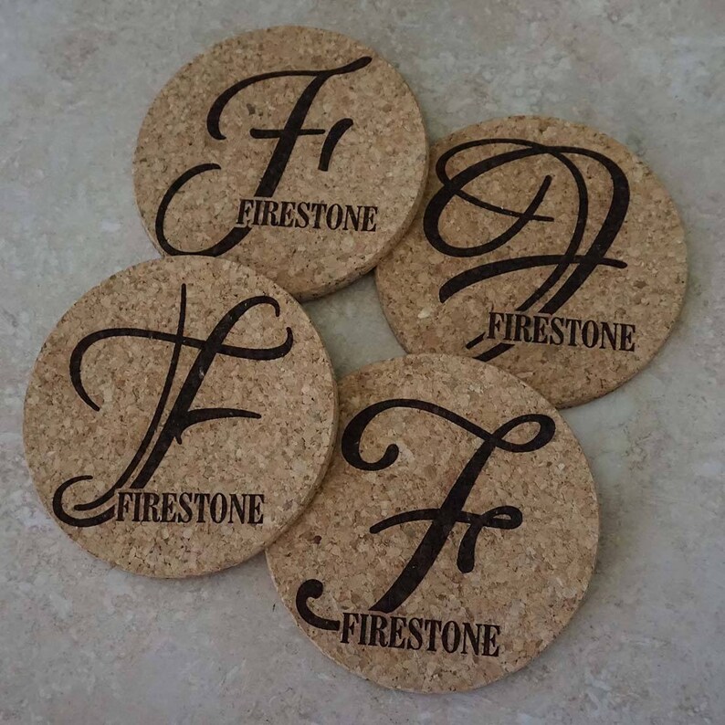 Laser Engraved Cork Coasters ~ Initial Coasters ~ Initial With Last ...