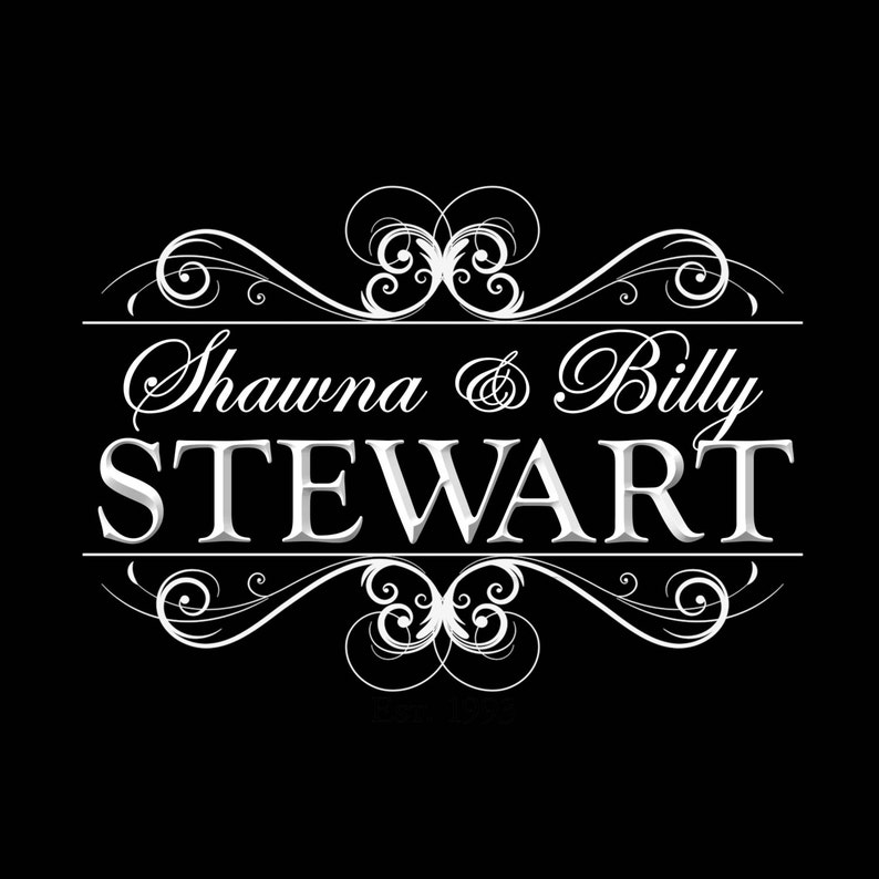 Monogram Name Plaque Est. Date Engraved Black Granite Tile - Etsy