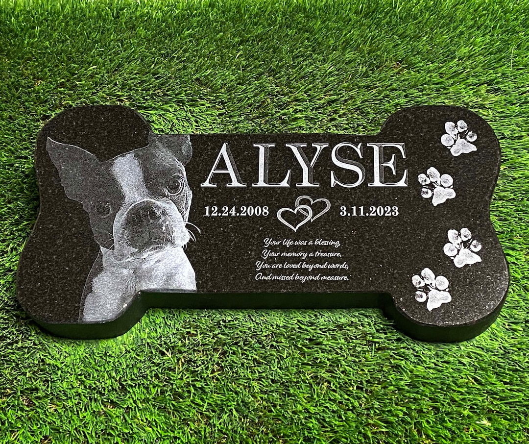 Dog Bone Granite Pet Memorial ~ Granite Dog Bone Memorial ~ Laser ...