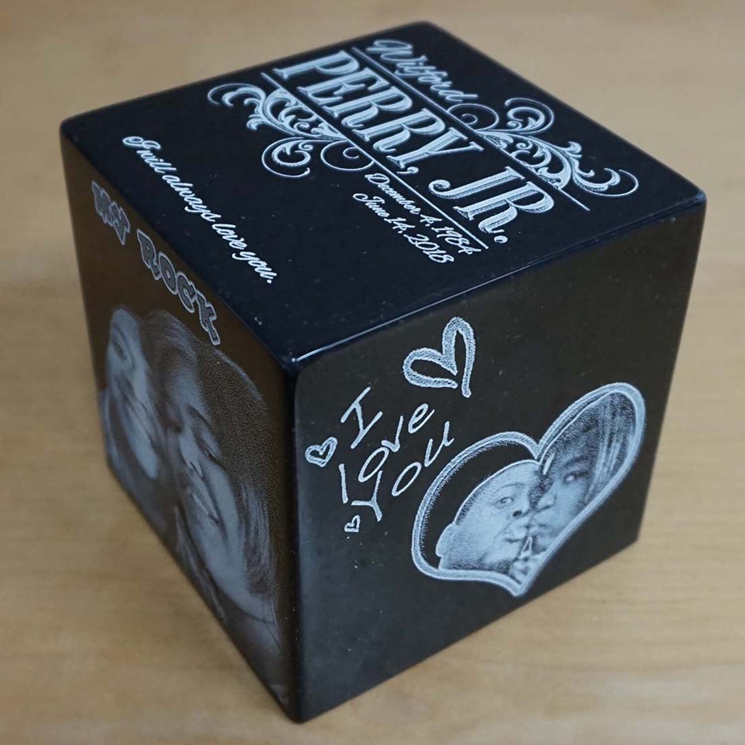 Small Cube Cremation Urn Laser Engraved Urn Custom Photo - Etsy