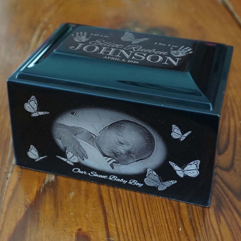 Small Classic Style Urn, Laser Engraved Urn, Custom Photo Urn, Small ...