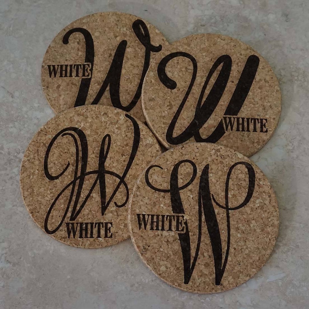 Laser Engraved Cork Coasters ~ Initial Coasters ~ Initial With Last ...