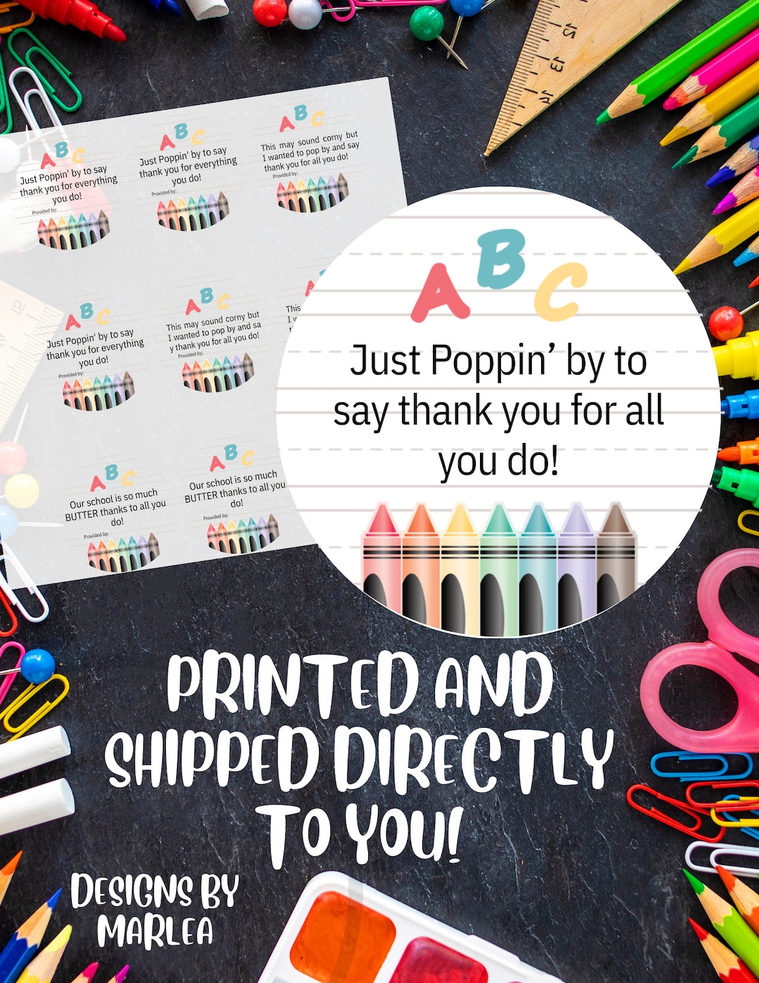 Printed Teacher Appreciation Tags for Popcorn...pto Tags..diy Teacher ...