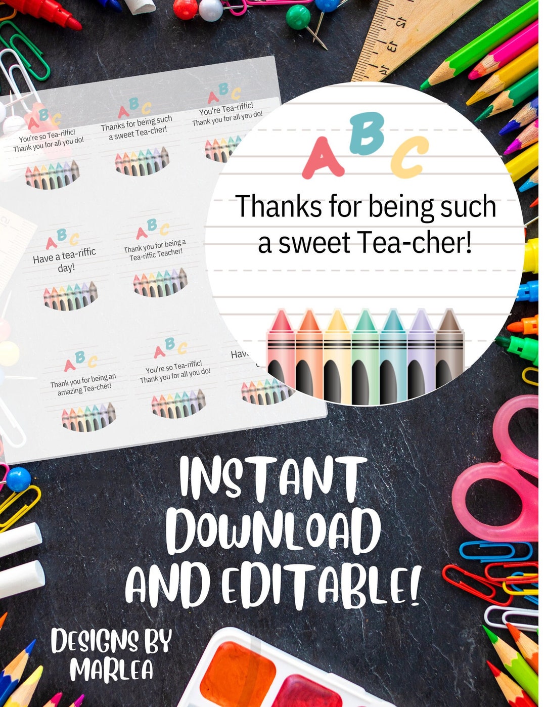 Teacher Appreciation Tags for Tea...pto Tags..diy Teacher Gift Tags ...