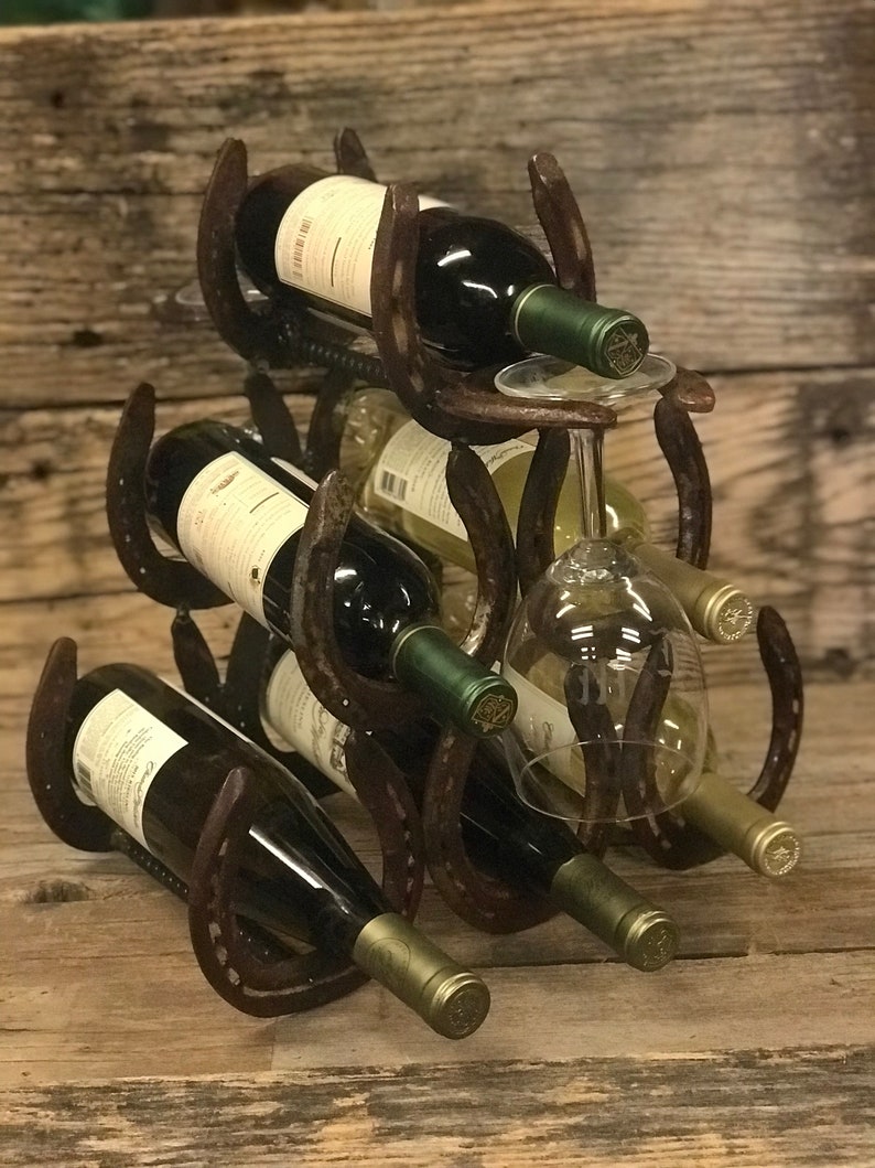 Handmade wine rack made from reclaimed horseshoes / horse | Etsy