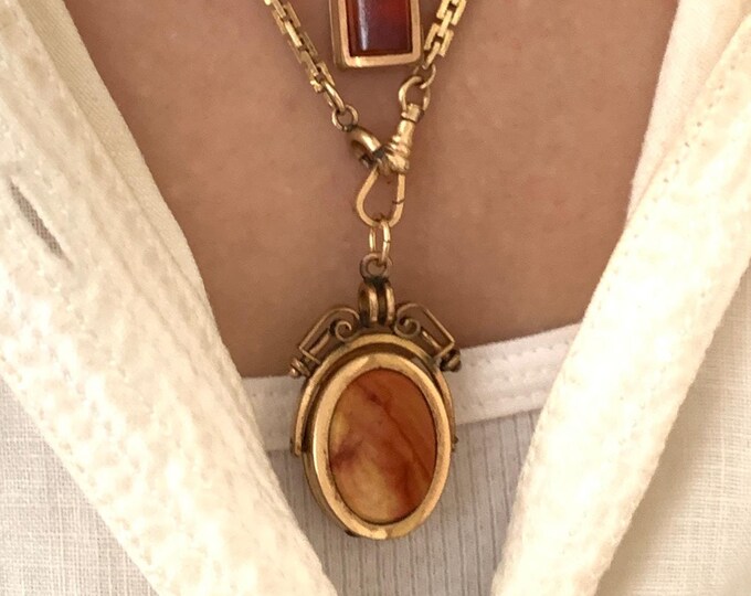 Antique Victorian Dendritic Agate Spinner Locket Fob, Vintage Victorian ...