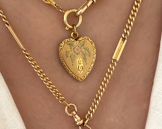 Vintage Gold Filled Locket Monogrammed Initial Letter E , Antique Art ...