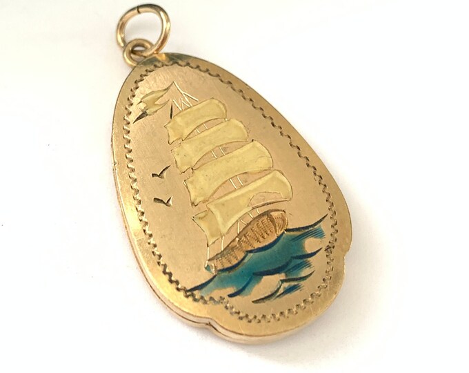 Vintage Gold Filled Sail Boat Locket, Vintage 1940s Gold Filled ...