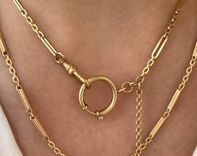 Vintage 15 3/4" Gold Filled Paper Clip Pocket Watch Chain Necklace ...