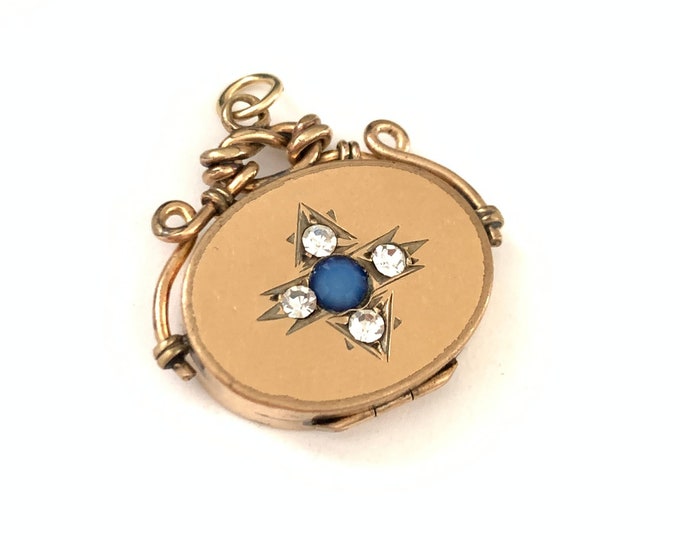 Antique Victorian Star Locket Fob, Gold Filled Rhinestone Star Locket ...