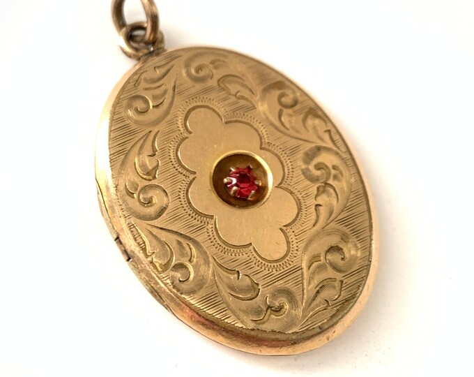 Vintage Gold Filled Oval Etched Locket, Antique Deco Lattice Scrollwork ...