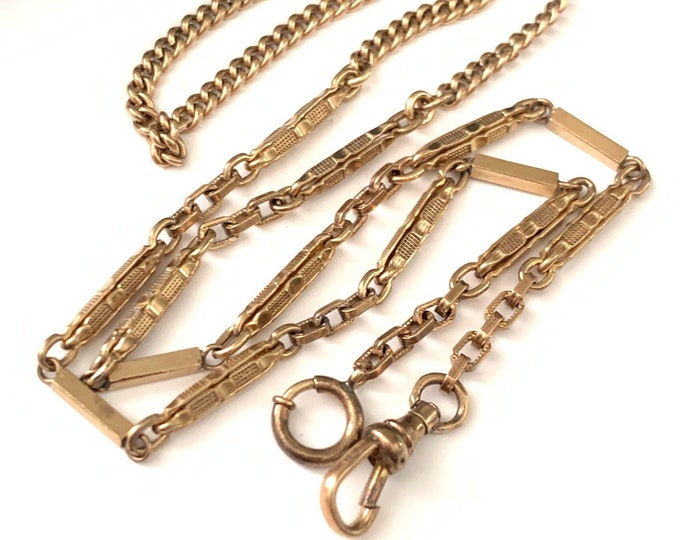 Vintage 20" Etruscan Inspired Rolled Gold Plated Pocket Watch Chain ...