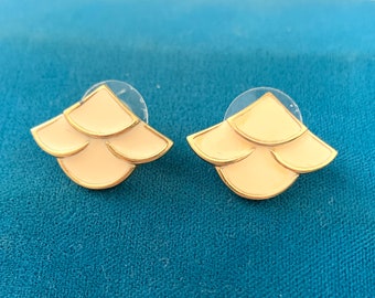 Signed MONET Scalloped Shell Statement Earrings for Pierced - Etsy