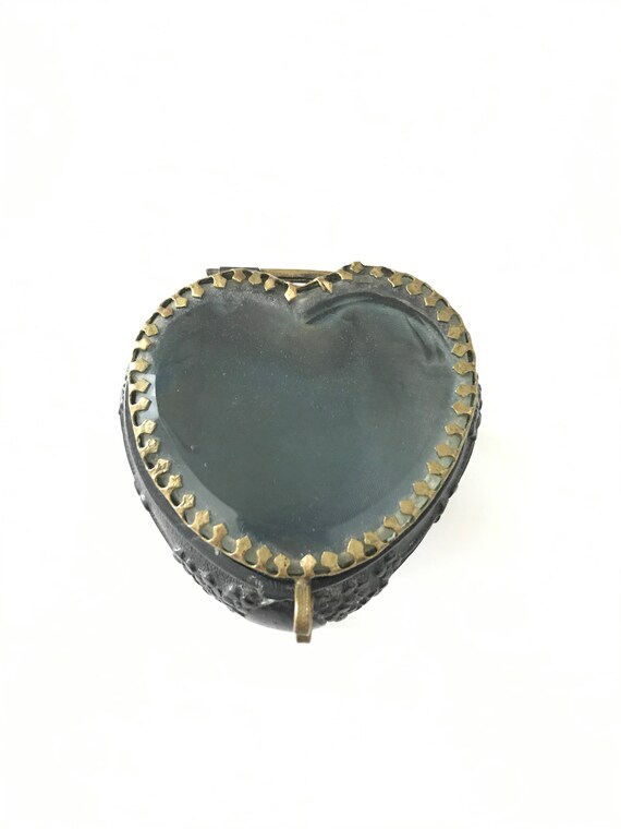Antique French Beveled Glass Heart Casket Jewelry Tri… - Gem