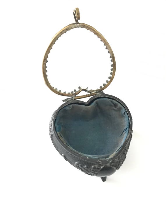 Antique French Beveled Glass Heart Casket Jewelry Tri… - Gem