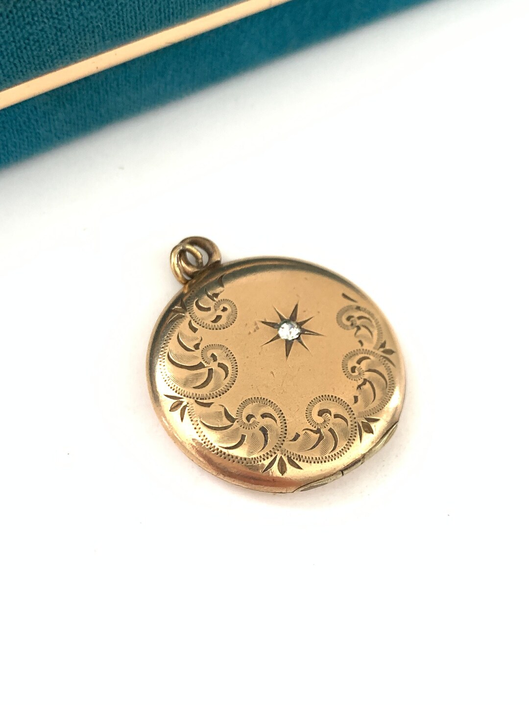 Vintage Antique Gold Filled Etched North Star Locket Pendant, Celestial ...