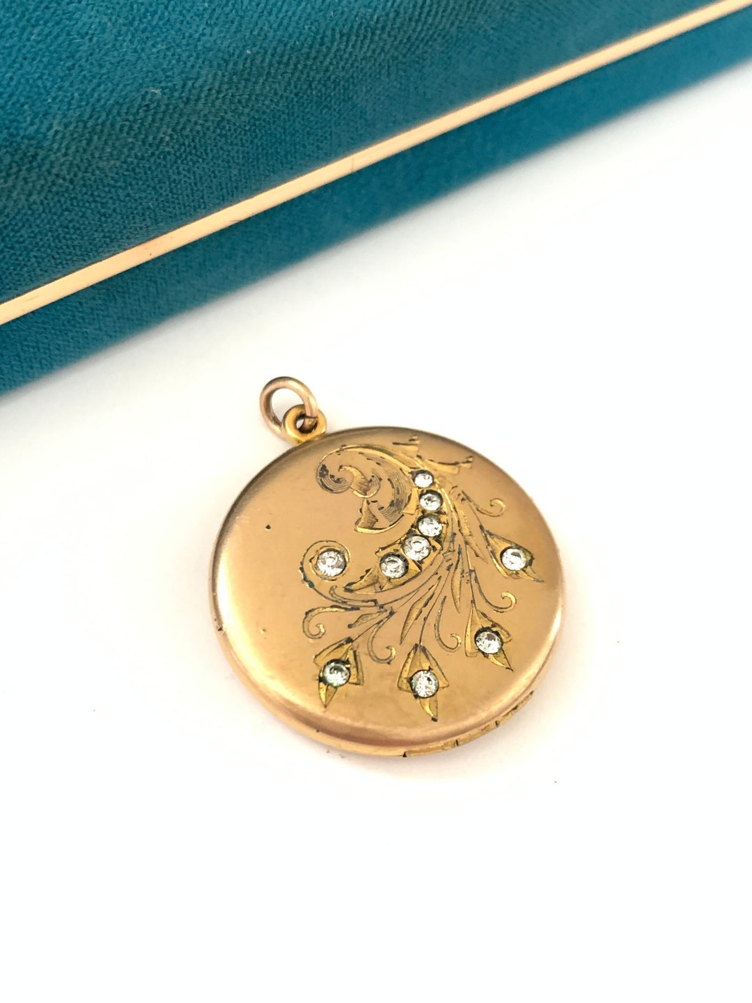 Beautiful Vintage Art Deco Gold Filled Rhinestone Locket Pendant ...