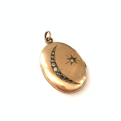 Antique Victorian Star Moon Locket Gold Filled Necklace - Etsy