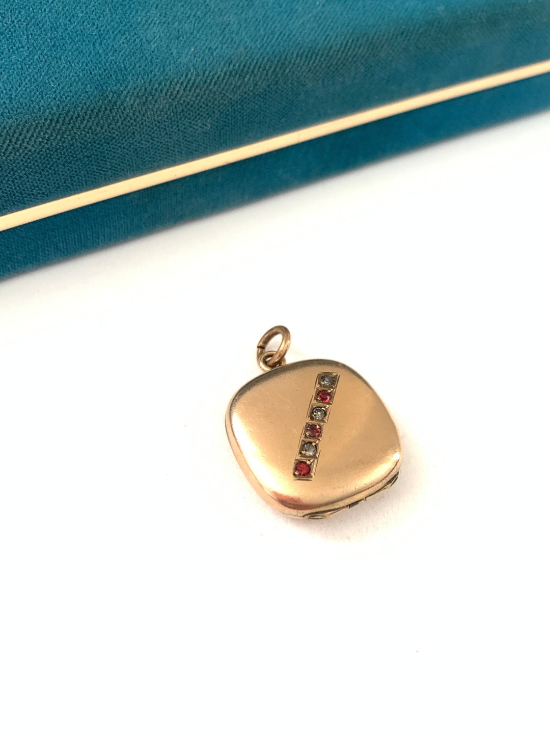 Vintage Diagonal Bar Gold Filled Art Deco Square Locket Pendant ...