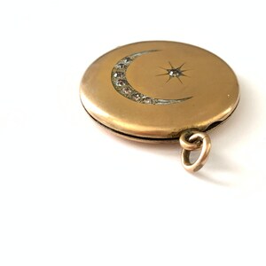 Vintage Crescent Moon and Star Locket, Gold Filled Celestial Locket ...