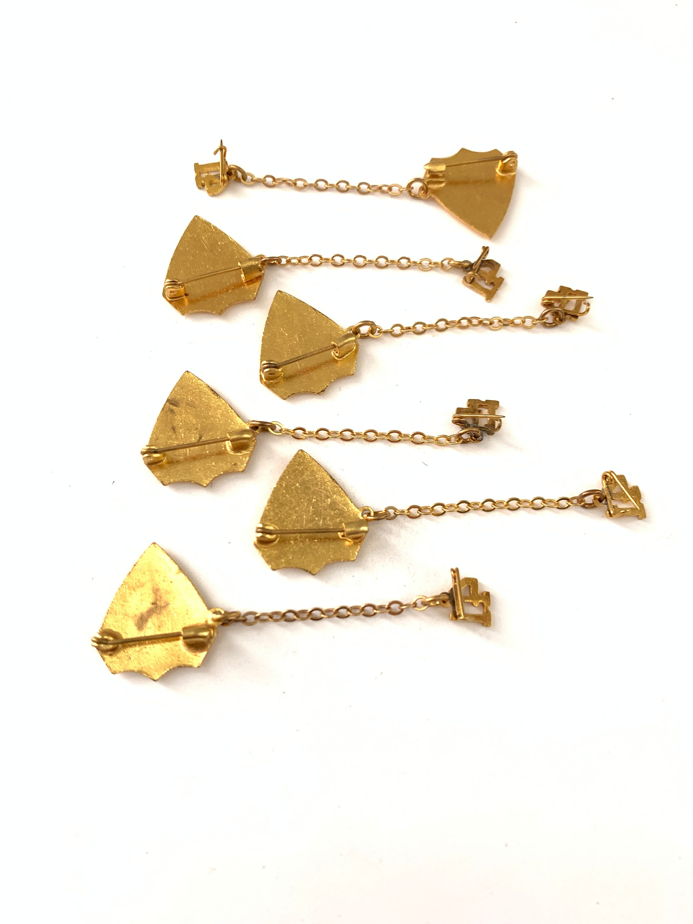 Vintage Lot of Antique Art Deco Fraternity Pins, Gold Tone Enamel ...
