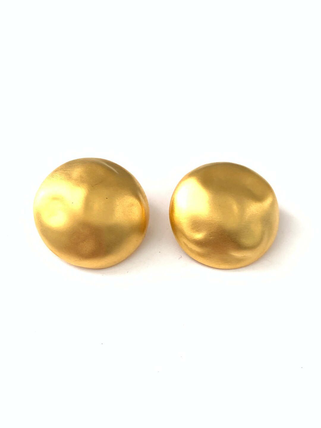 Vintage Round Gold Hammered Clip on Earrings, Gold Plated Modernist ...
