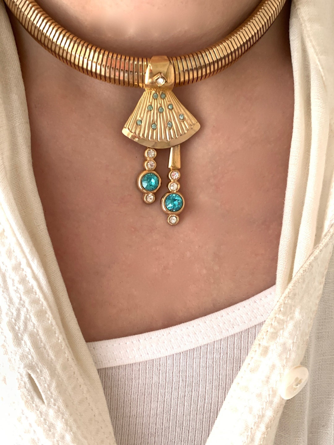 Vintage Gold Filled Tubogas Snake Chain Collar Necklace, Vintage Yellow ...