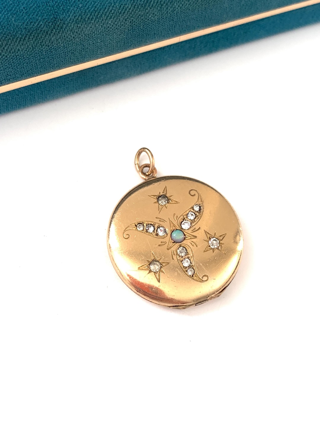 Vintage Opal Star Galaxy Locket, Victorian Gold Filled Star Locket ...